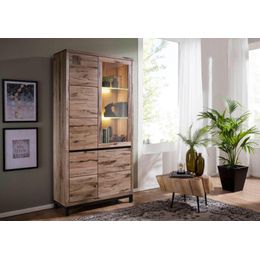 Vitrine Wildeiche 103x40x205 bianco ge&ouml;lt VILLANDERS #201