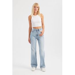 Hochtaillierte Gerade Jeans