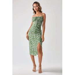 Allover Blumenmuster Bodycon Midi Kleid mit Schlitz