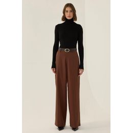 Hochtaillierte Plissierte Weitbein-Hose