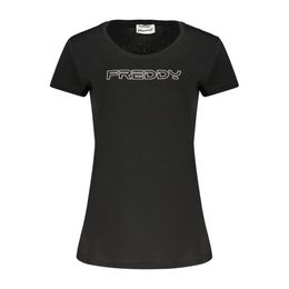 Freddy Schwarzes Baumwoll Damen T-Shirt