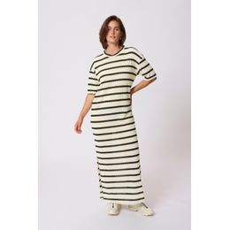 Kaffe Kleid Loose fit Turtledove / Black stripe black offwhite