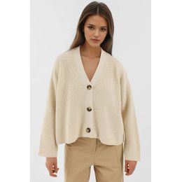 V-Ausschnitt Gekn&ouml;pfter Oversized Cardigan