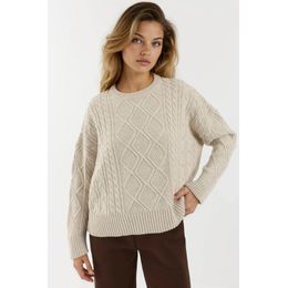 Haarzopf Detaillierter Rundhalsausschnitt Pullover
