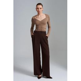 Damen High-Waist Weitbein-Crepe-Hosen