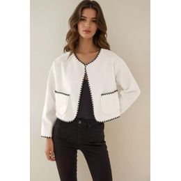 Kragenlose Jacke mit Kontrastn&auml;hten