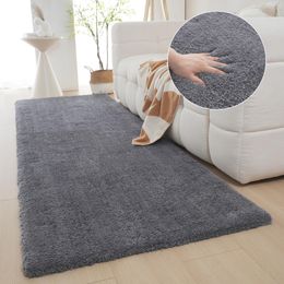 Hochflor-L&auml;ufer OTTO HOME "Microfaser Teppich Magong, besonders weich, sehr feiner Flor" Gr. 12, grau (dunkelgrau), B:80cm H:30mm L:250cm, Kunstfaser, Teppiche, uni Teppiche, Wohnzimmer, Schlafzimmer, Kinderzimmer, Flur, Br&uuml;cke