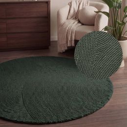 Wollteppich Hanse Home "Calmio, auch als L&auml;ufer und in rund", gr&uuml;n, H:18mm &Oslash;:200cm, Wolle, Teppiche, Handgetuftet, Wolle, Natur, Wohnzimmer, Schlafzimmer, Skandi, Hygge