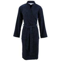 Unisex-Bademantel Carl Ross "supercombed light" Gr. L, night blau, wei&szlig;, L:130cm, Frottier, Hausm&auml;ntel, Kimono