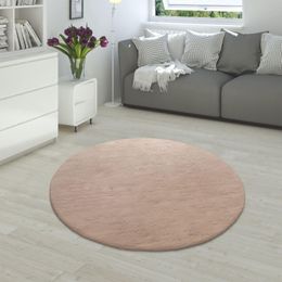 Fellteppich Paco Home "Rabbit 780", beige, H:26mm &Oslash;:160cm, Polyester, Teppiche, Fellteppich, Kunstfell, Kaninchenfell-Haptik, echter Kuschelteppich, Uni-Farben