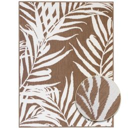 Teppich "Outdoorteppich REVERSO - Palm Tree", braun (braun,beige), B:120cm H:5mm L:160cm, Polypropylen, PRIMAFLOR-IDEEN IN TEXTIL, Teppiche, Teppich, Wendeteppich, Palmbl&auml;tter, In- und Outdoor geeignet, wasserfest