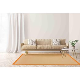 Sisalteppich CarpetFine "Sisal , auch als L&auml;ufer erh&auml;ltlich", orange, B:120cm H:5mm L:170cm, Sisal, Teppiche, Sisalteppich, mit farbiger Bord&uuml;re, Anti Rutsch R&uuml;ckseite, viele Gr&ouml;&szlig;en, Wohnzimmer