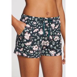 Pyjamashorts s.Oliver, Damen, Gr. 44/46, N-Gr, gr&uuml;n (dunkelgr&uuml;n, rosa, gebl&uuml;mt), Single Jersey, Obermaterial: 50% Baumwolle, 50% Viskose, gebl&uuml;mt, Basic, Basic kurz, Hosen, mit sch&ouml;nem Allovermuster
