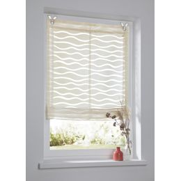 Raffrollo Kutti "Enya", beige (natur), B:60cm H:140cm, Ausbrenner, Obermaterial: 65% Baumwolle, 35% Polyester, Raffrollos, Montage ohne Bohren, incl. Fensterhaken