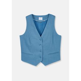 Madeleine Mode Kurzweste MADELEINE "Weste Kurze Leinenweste", Damen, Gr. 42, blau (hellkobaltblau), Obermaterial: 100% Leinen LI., Modern, V-Ausschnitt, Westen