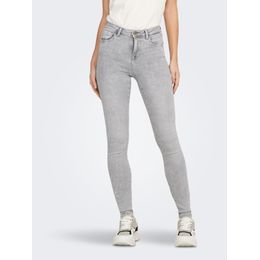 Skinny-fit-Jeans Only "ONLPOWER MID SK PUSHUP DNM REA3659 NOOS", Damen, Gr. L (40), L&auml;nge 30, light grau denim, Denim/Jeans, Obermaterial: 92% Baumwolle, 6% Polyester, 2% Elasthan, unifarben, skinny fit lang, Jeans