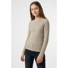Langarmshirt name it "NKFNAKAL LS TOP NOOS", M&auml;dchen, Gr. 116, beige (peyote melange), Jersey, Obermaterial: 95% Baumwolle, 5% Elasthan, meliert, unifarben, normal h&uuml;ftlang, Rundhals, abgesteppte Kante, Shirts Langarmshirt, in Basic-Form und leicht gerippter Qualit&auml;t