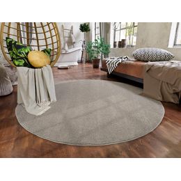 Teppich OCI DIE TEPPICHMARKE "NEW VILLA MELANGE, auch in rechteckig", braun (hellbraun), H:20mm &Oslash;:160cm, Polypropylen, Teppiche, Teppich, dichter Shaggy, melierte uni Farben, robuster Hochflor, Wohnzimmer