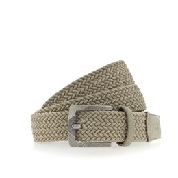 Stretchg&uuml;rtel Mustang, Herren, Gr. 105, beige (sand), Materialmix, Flechtoptik, unifarben, G&uuml;rtel, Elastisch in Flechtoptik, mit markanten Lederdetails, 3,5 cm