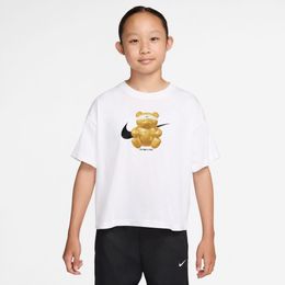 T-Shirt Nike Sportswear "G NSW TEE OC BOXY BEAR", Jungen, Gr. M (140/146), wei&szlig;, Obermaterial: 100% Baumwolle, Shirts T-Shirt, f&uuml;r Jugendliche, sportlicher Stil, bequeme Passform