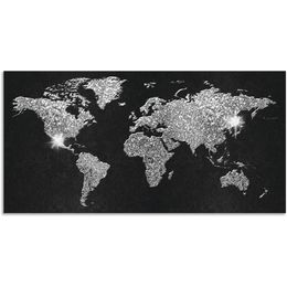 Wandbild Artland "Weltkarte Glitzer", schwarz (farbe bild(er): schwarz), B:150cm H:75cm, Bilder, als Alubild, Leinwandbild, Poster in verschied. Gr&ouml;&szlig;en