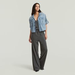 G-Star Raw Jumpsuit G-STAR "Strappy Jumpsuit wmn", Damen, Gr. L (40), N-Gr, grau (dk schwarz gd), Jersey, Obermaterial: 100% Baumwolle, unifarben, regular fit lang, tiefer Rundhals, Overalls Jumpsuit, mit Elastikbund, Wide Leg