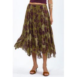 Hochtaillierte Paisley Chiffon Maxi-Rock