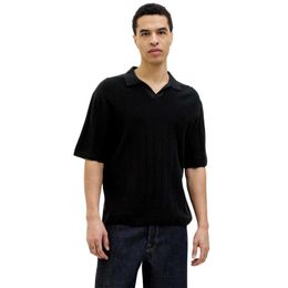 Jack & Jones Jack And Jones - Poloshirt f&uuml;r Herren, gerippt (Schwarz)