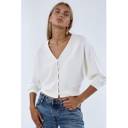 V-Ausschnitt Rippenstrick Cropped Cardigan