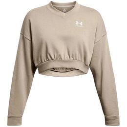 Under Armour - "Rival" Kurzes Sweatshirt f&uuml;r Damen, Rundhalsausschnitt, Frottee (Braun)