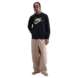 Nike - "Sportswear Club" Sweatshirt f&uuml;r Herren, Jersey, Regul&auml;r, Lang&auml;rmlig (Schwarz/Gold)