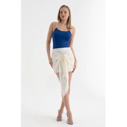 Satin Hohe Taille Schn&uuml;r-Minirock