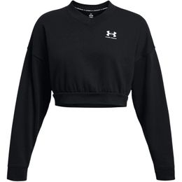Under Armour - "Rival" Kurzes Sweatshirt f&uuml;r Damen, Rundhalsausschnitt, Frottee (Schwarz)