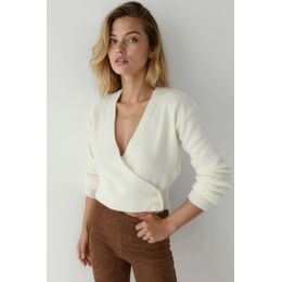 V-Ausschnitt Kn&ouml;pfe Wickel-Pullover