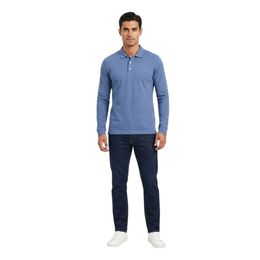 Farah - Poloshirt f&uuml;r Herren, Baumwollmischung, Lang&auml;rmlig (Pfauenblau)