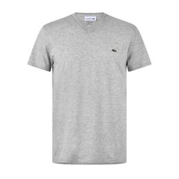 Lacoste - "Pima" T-Shirt f&uuml;r Herren, V-Ausschnitt, Leicht (Silbergrau)