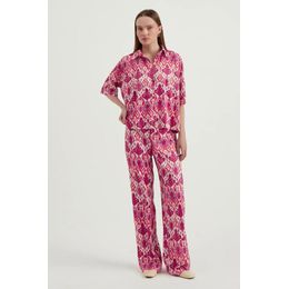 Satin Entspanntes Kurzarm-Boho-Hemd
