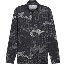 Puma - T-Shirt f&uuml;r Herren, mit kurzem Rei&szlig;verschluss (Schwarz/Schiefer)