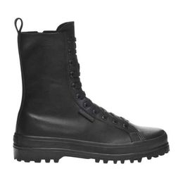 Superga - "2641 Alpina" Springerstiefel f&uuml;r Damen, Leder (Ganzschwarz)