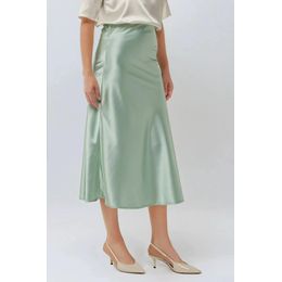 Hochgeschnittener Satin-Midi-Rock