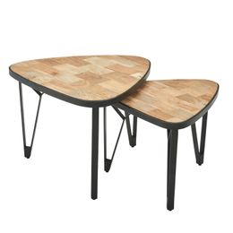 Wohnling WL6.348 Design Couchtisch (2er Set) Akazie 60 cm x 60 cm x 45 cm