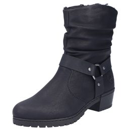 Winterstiefelette Rieker, Damen, Gr. 36, schwarz, Lederimitat, unifarben, Schuhe Winterstiefelette, Westernstiefelette, Cowboyboots, Blockabsatz, mit Zierriemen