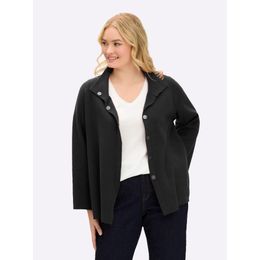 Cardigan sheego, Damen, Gr. 56/58, schwarz (anthrazit, meliert), 50% Viskose, 28% Polyester, 22% Polyamid, meliert, Strickjacken