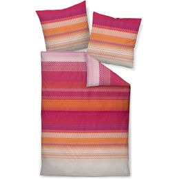 Bettw&auml;sche Janine "moments98120", pink (pink koralle), B/L: 200cm x 200cm, 1 Stk., 2 Stk., Mako-Satin, B/L: 80cm x 80cm & 80cm x 80cm, Mako-Satin, Obermaterial: 100% Baumwolle, Bettw&auml;sche, Bettw&auml;sche, mit Rei&szlig;verschluss