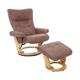MCA Relaxsessel Edmonton, Fernsehsessel Hocker, Stoff/Textil 130kg belastbar ~ antikbraun, naturbraun