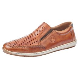 Slipper Rieker, Herren, Gr. 46, braun, Leder, Schuhe Slipper, Slip on Sneaker, Schlupfschuh, Loafer mit perforiertem Blatt