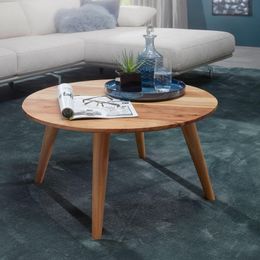 FineBuy Couchtisch Akazie Massiv rund 75 cm Wohnzimmertisch skandinavisch Retro