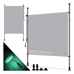Kesser&reg; Klemmmarkise Senkrechtmarkise au&szlig;en Ausziehbar & Blickdicht Vertikalmarkise mit Handkurbel ohne Bohren Balkon-Sichtschutz & Windschutz f&uuml;r Garten & Terrasse Wasserfest