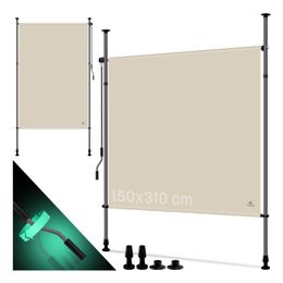 Kesser&reg; Klemmmarkise Senkrechtmarkise au&szlig;en Ausziehbar & Blickdicht Vertikalmarkise mit Handkurbel ohne Bohren Balkon-Sichtschutz & Windschutz f&uuml;r Garten & Terrasse Wasserfest