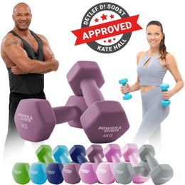 miweba Sports Gymnastikhanteln 2er-Set NKH100, bodenschonend, 0,5-10 kg, Anti-Rutsch-Oberfl&auml;che (Lila, 2x 4,0 Kg)